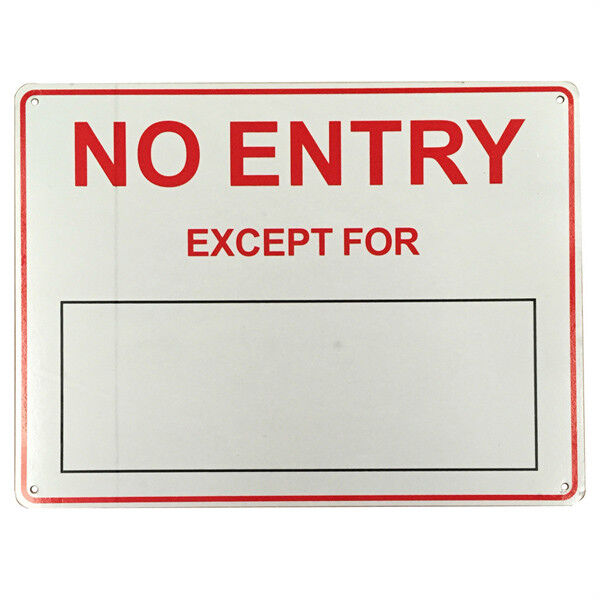 Warning Sign Notice No Entry Except Vehicle Diy 200x300mm Metal Parkin ...